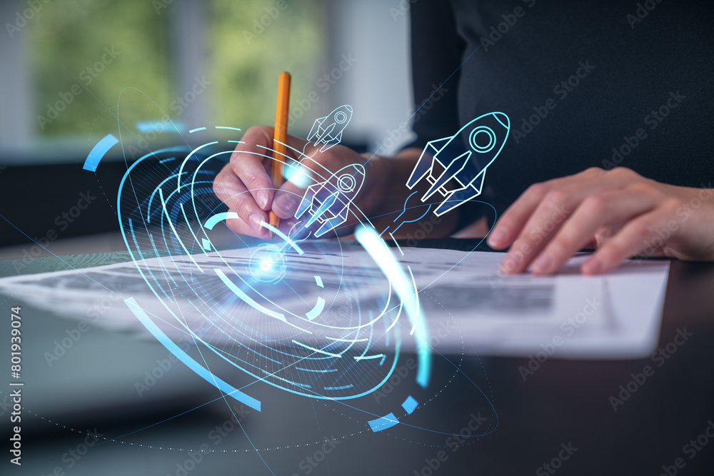 Businesswoman in formal wear taking notes signing contract at office ...