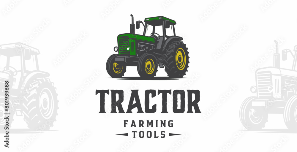 agricultural tractor logo in green color on white background Stock ...