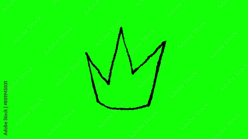 Hand drawn crown frame by frame animation on chroma key green screen ...