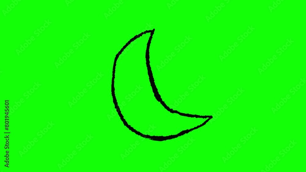 Hand drawn moon frame by frame animation on chroma key green screen ...