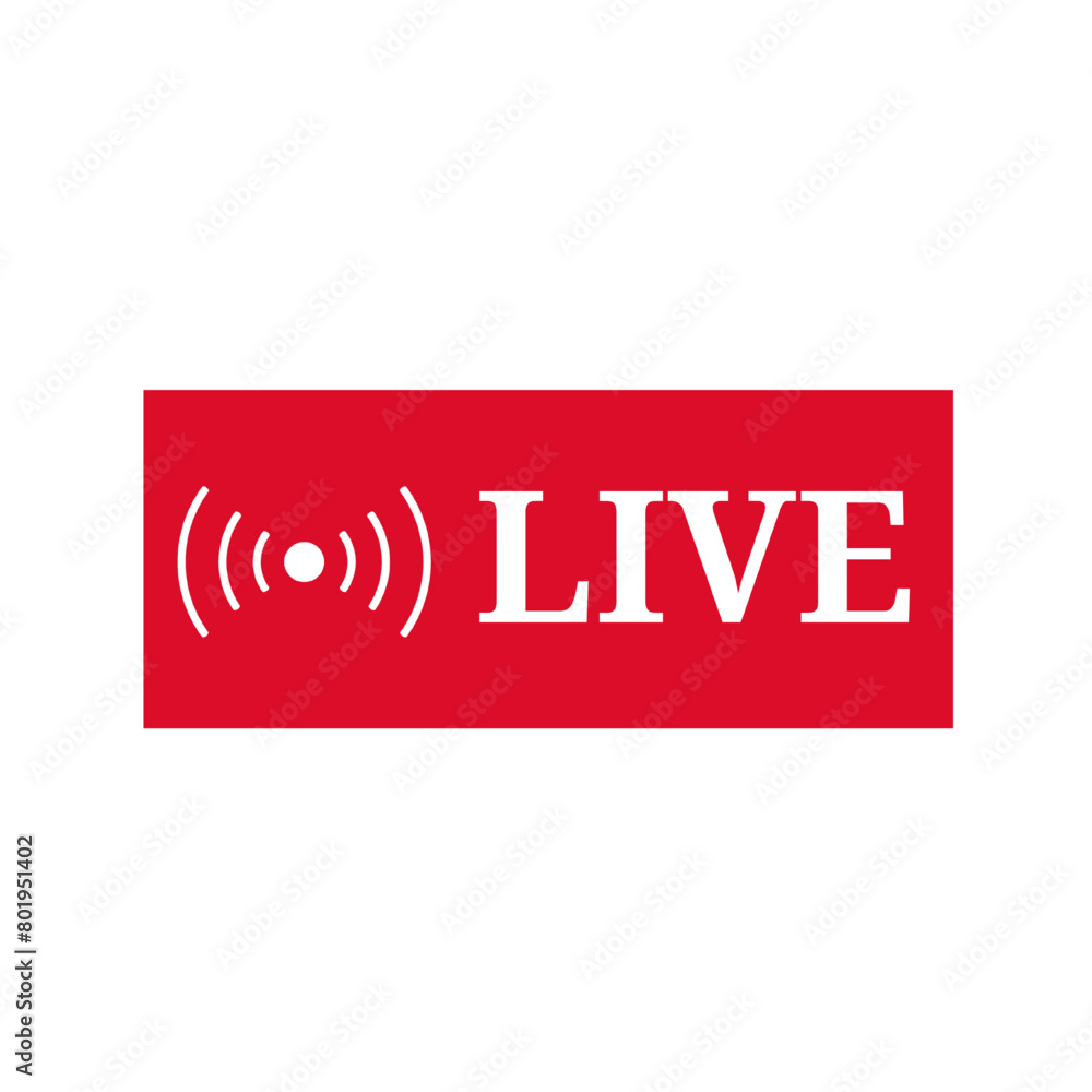red live streaming button, logo, icon, sticker, label isolated on white ...