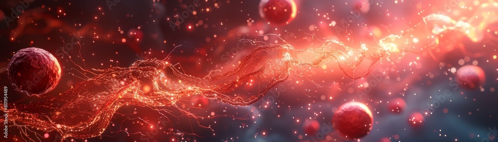 Red Blood cell 3d vein flow platelet wave of Blood cell cancer medicine ...