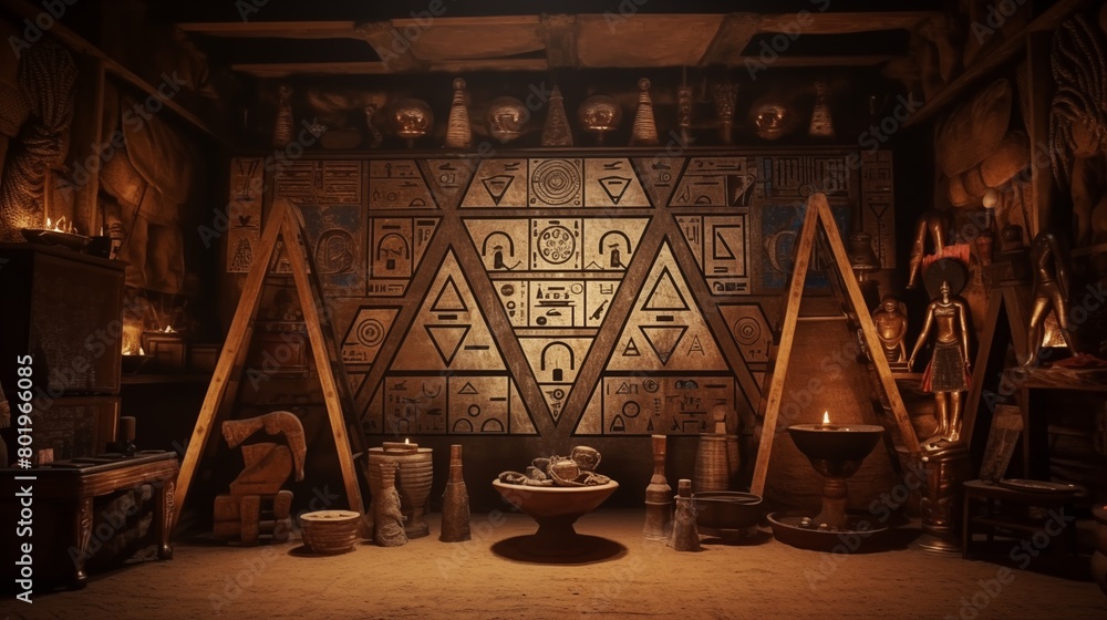 Set of sacred symbols and ornaments of ancient Egypt. Image of inside ...