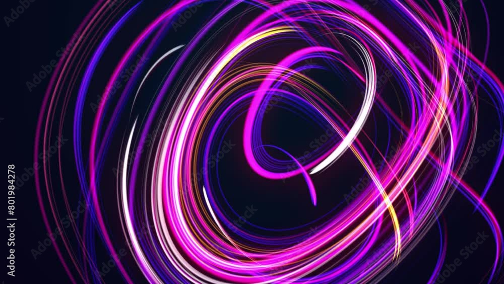 Flow of lines twisted and form round structure. Light streaks or ...