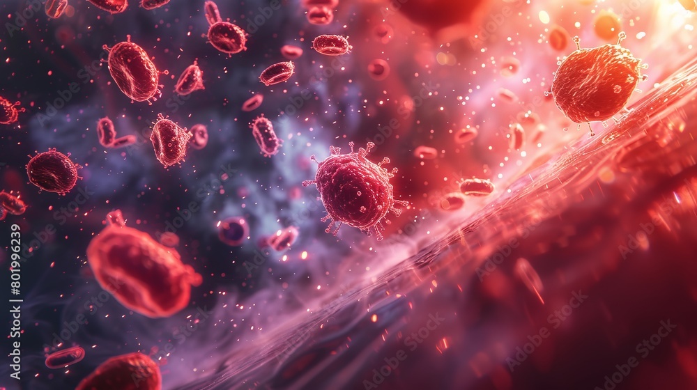 Dynamic representation of enzymes traveling through blood vessels ...