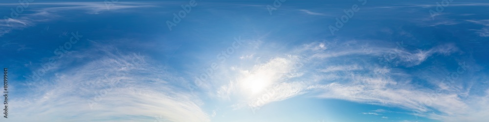 Blue summer sky panorama with Cirrus clouds. Seamless hdr spherical 360 ...