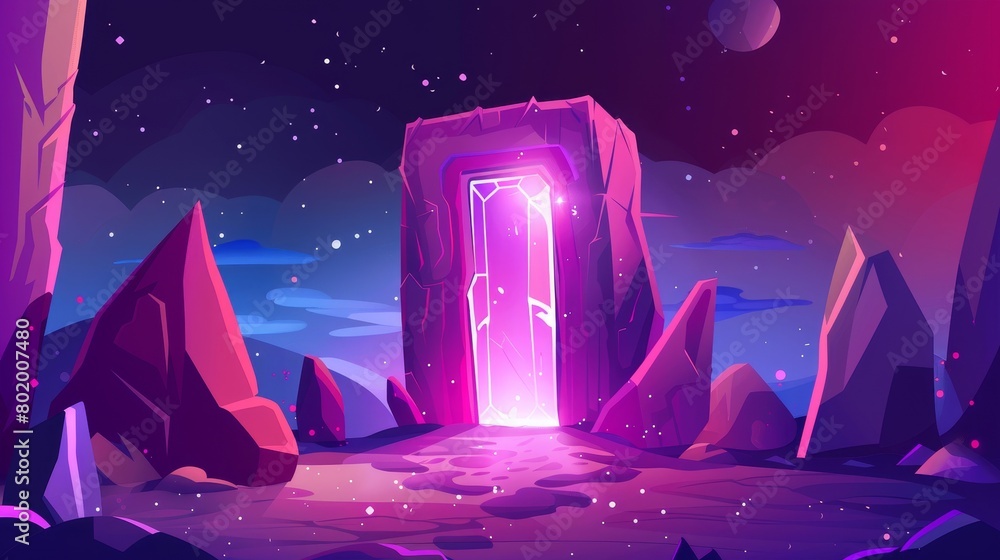 Illustration of an alien portal in a game or fairy tale world. Mystic ...