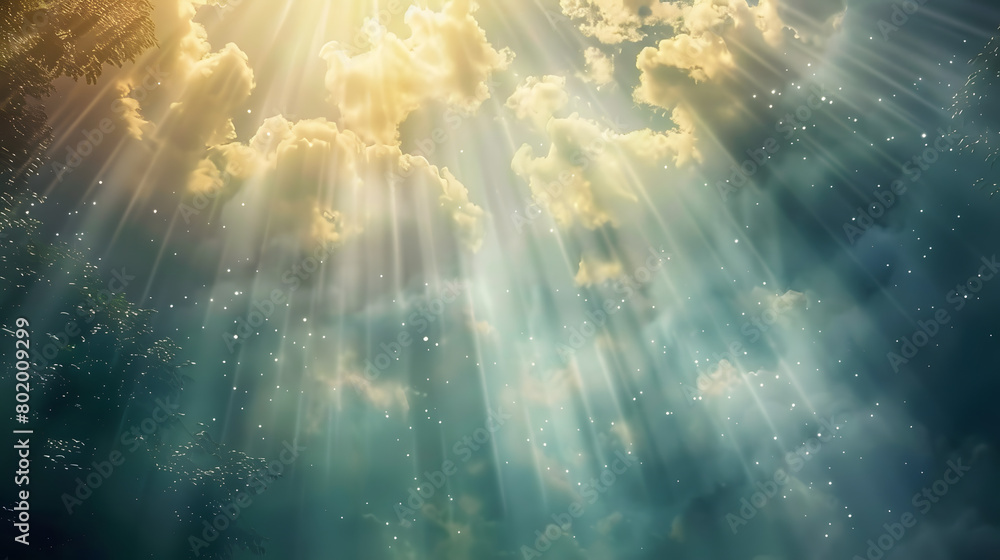 Divine Light Beams Shining Down from Heaven Representing God's Presence ...