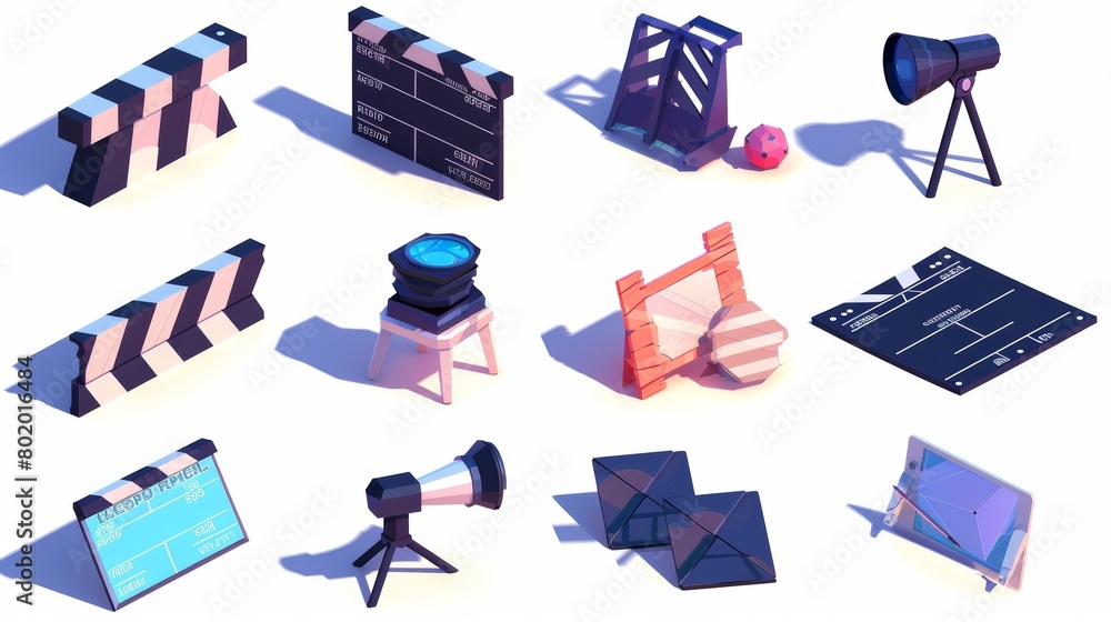 Symbol for movies, clapperboards with shadow cartoon illustration ...
