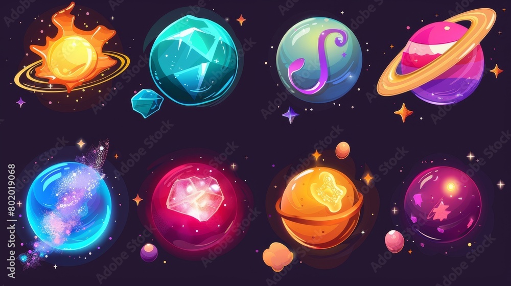 This set of fantasy space planets is perfect for UI galaxy games ...