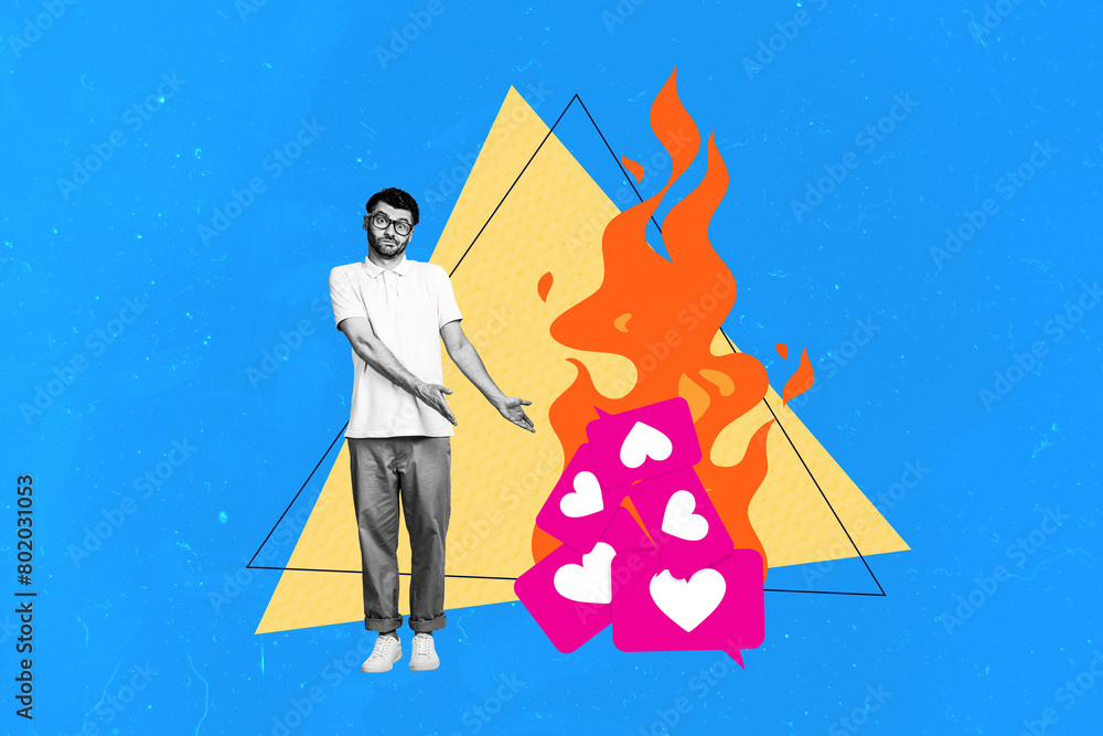 Composite sketch image artwork 3D photo collage of uncertain confused ...