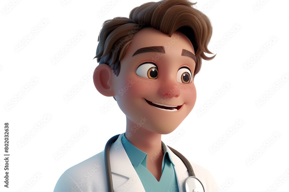 A 3D animated male doctor with a kind smile, giving a consultation ...