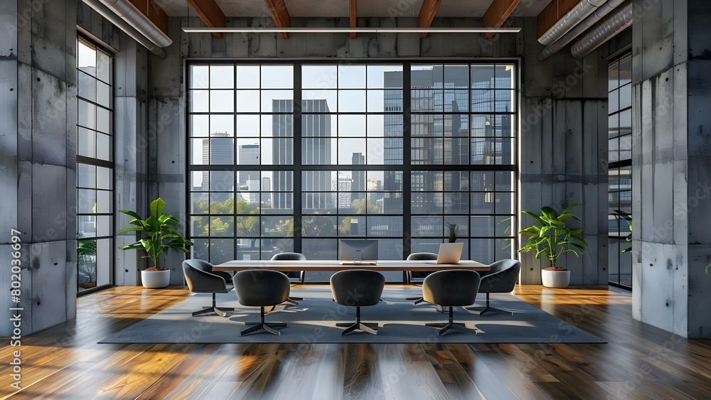 Virtual background featuring open office space with large windows for ...