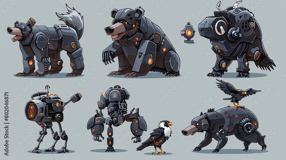 Robots of evil mechanical animals such as bears, seals, boars, foxes ...