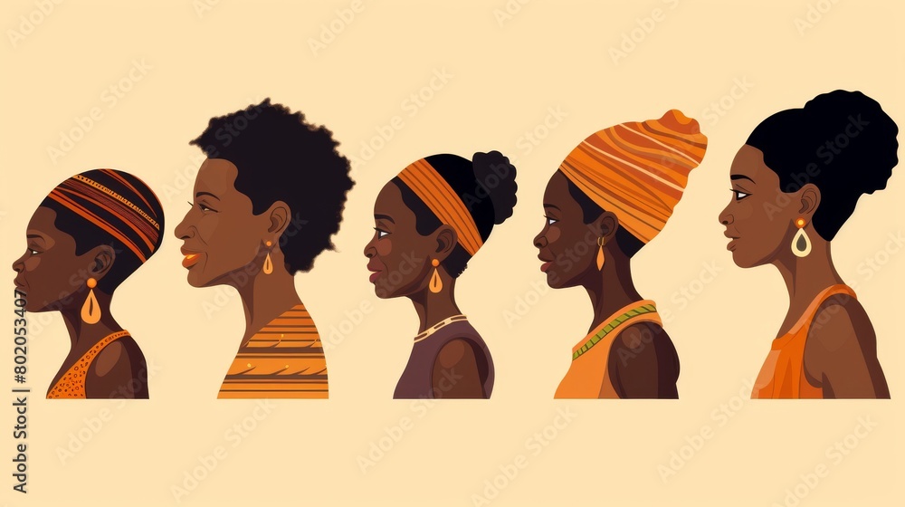 Illustration depicting the ageing process of an African woman's head in ...