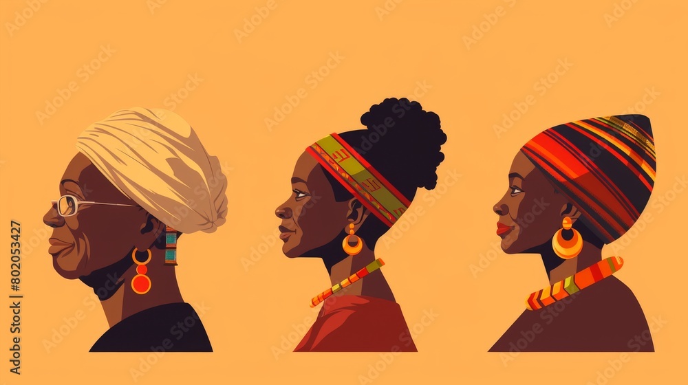 Illustration depicting the ageing process of an African woman's head in ...