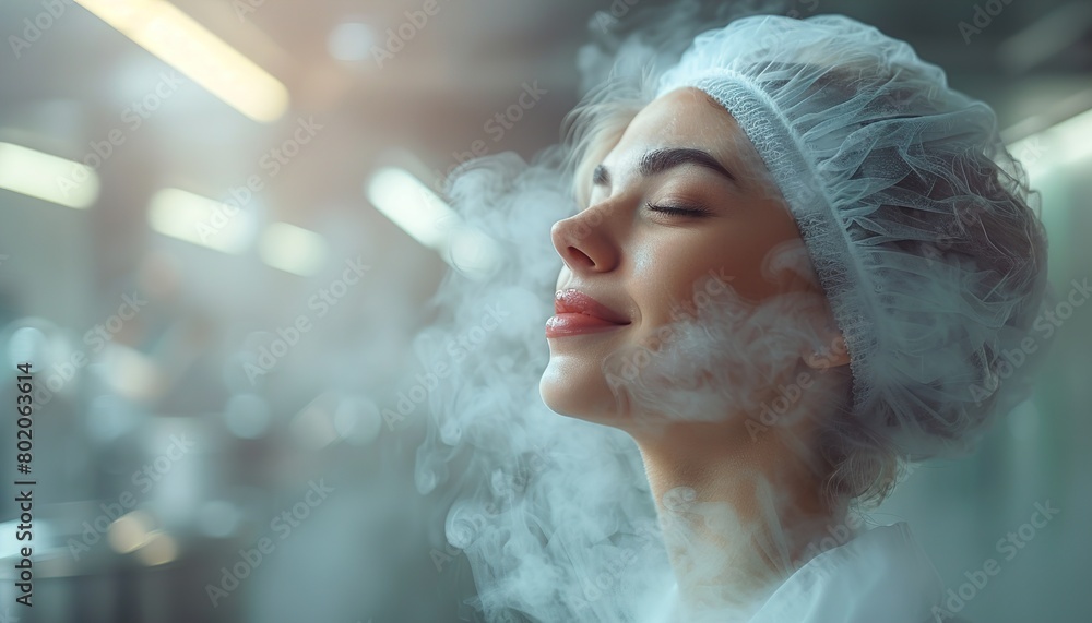 Beauty treatment of face with ozone facial steamer in beauty center ...