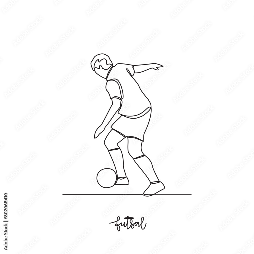 One continuous line drawing of Futsal sports vector illustration ...