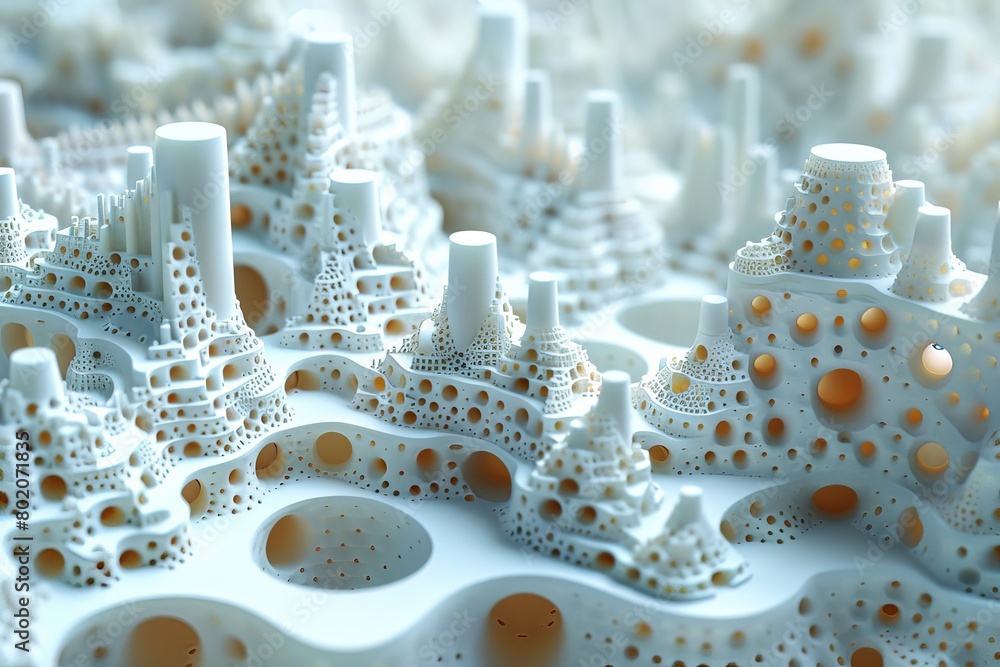 Visually striking white and orange organic structures that resemble a ...