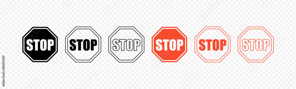 Collection of vector icons depicting traffic stops. Set of ...