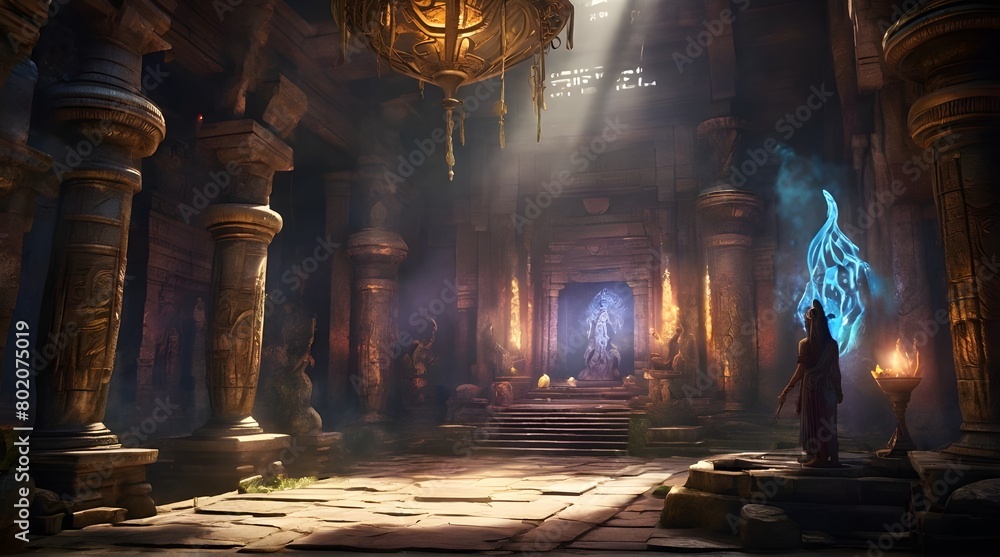 Beautiful interior of the Temple of Dendera or the Temple of Hathor ...