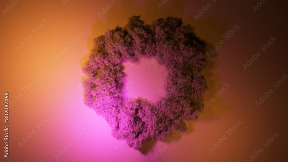 3D animation of abstract art with an explosive smoke structure with ...