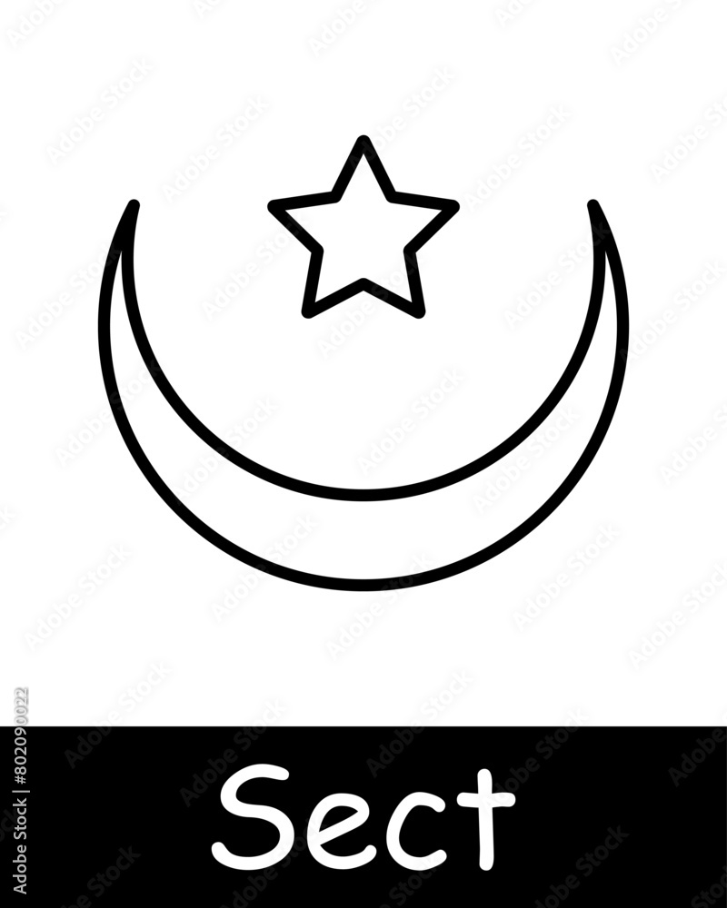 Sect set icon. Pentagram, Sigil of Baphomet, sacrifices, Satan, 666 ...