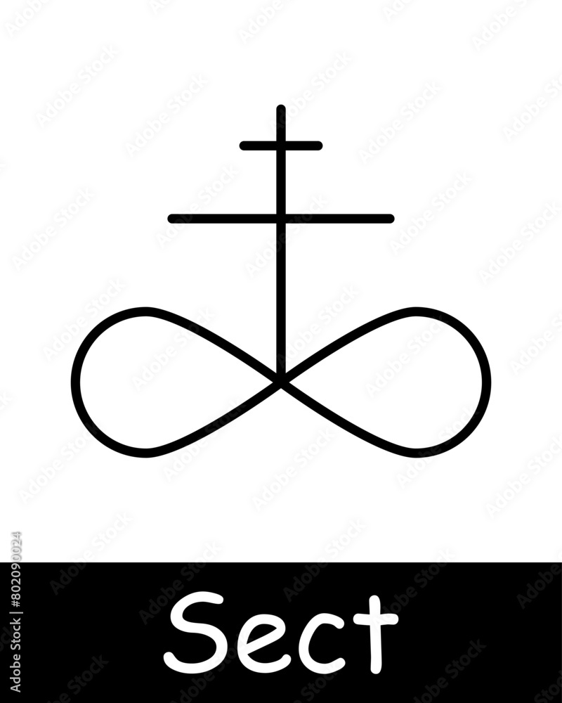 Sect set icon. Pentagram, Sigil of Baphomet, sacrifices, Satan, 666 ...