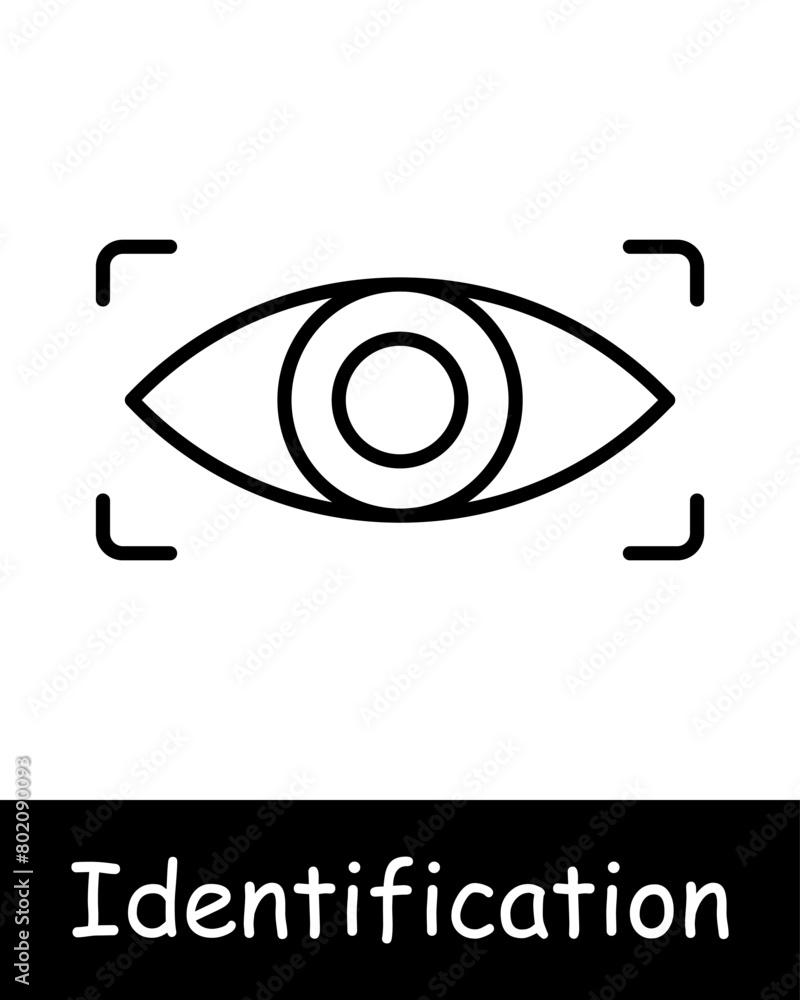 Identification set icon. Eyeball, analysis, recognition, scanning ...