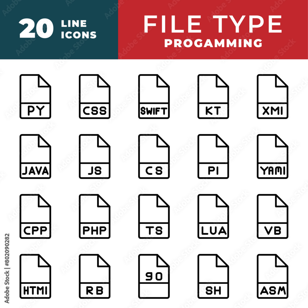 File type format icon set. document files extension icons symbol. with ...