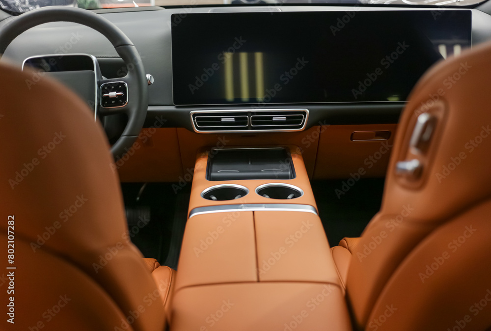 Interior of a car detail SUV Lixiang L7 luxury. Dashboard, steering ...
