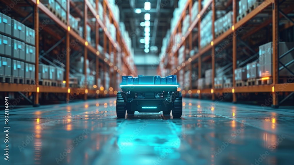Depict artificial intelligence optimizing warehouse management ...