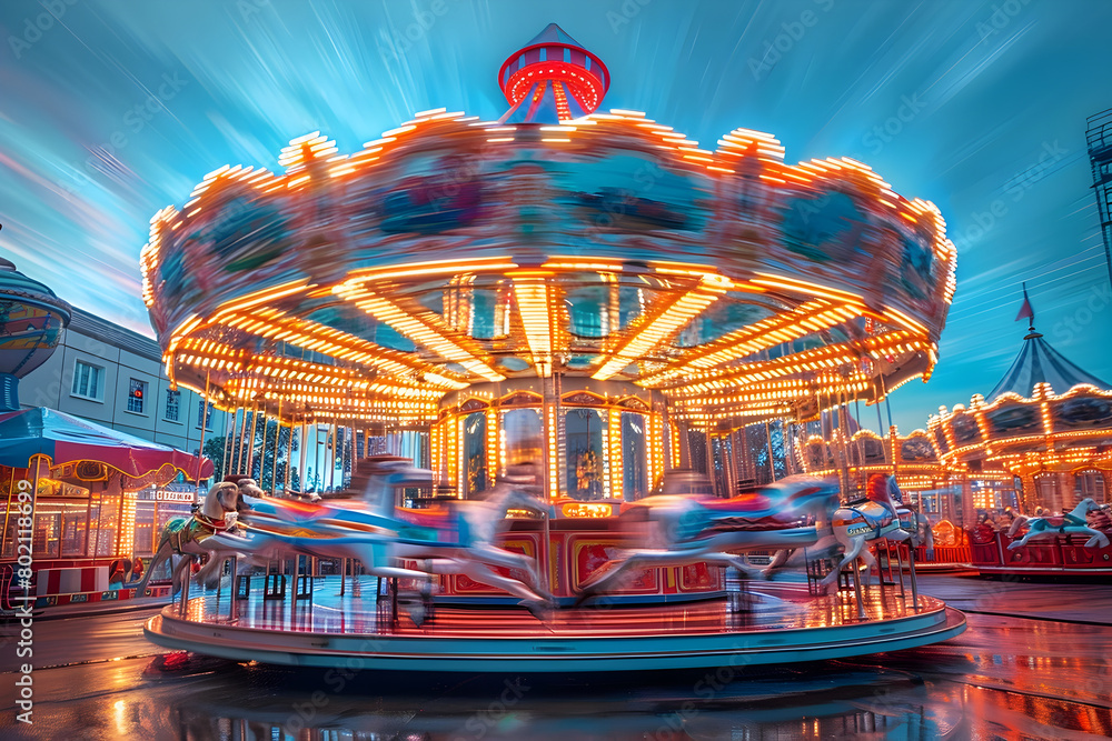 Futuristic Carousel Rides at the Carnival, An eye-catching and dramatic ...