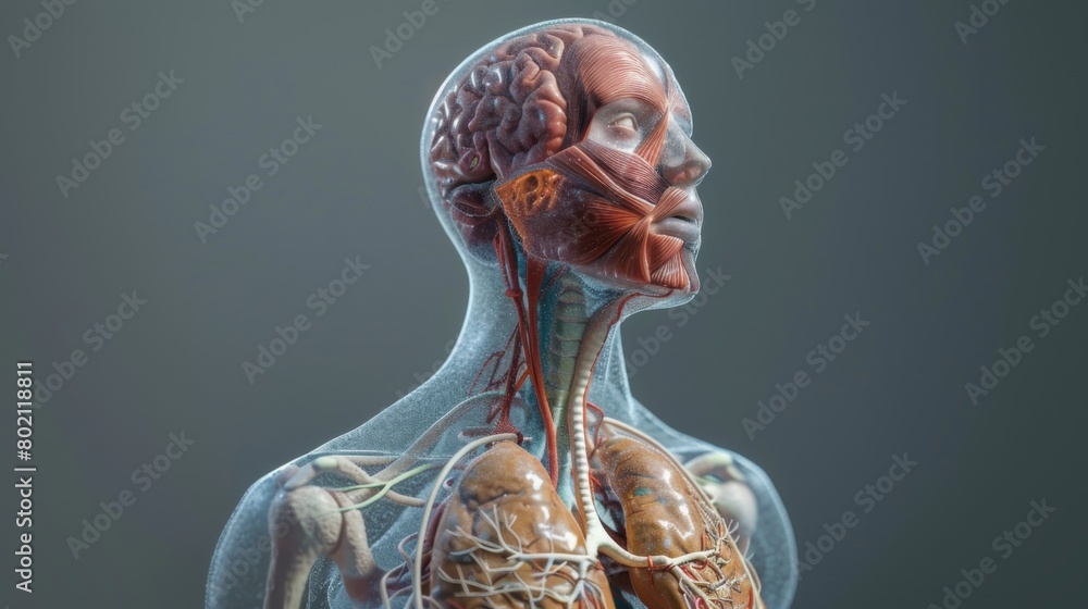 A detailed 3D rendering image providing an overview of the human ...