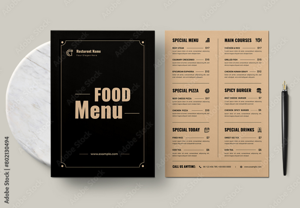 Food Menu Template Layout Stock Template | Adobe Stock