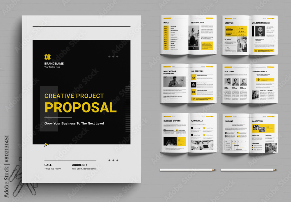 Project Proposal Template Layout Stock Template | Adobe Stock