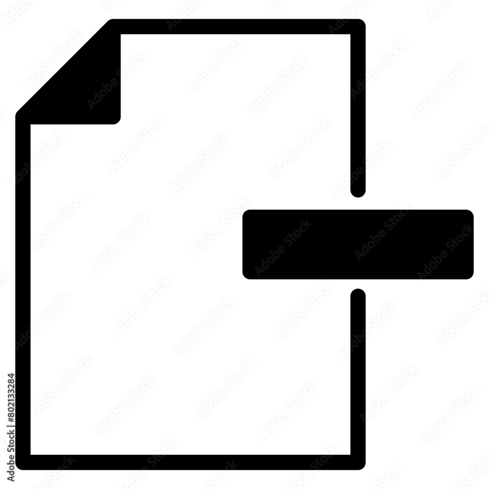 Document minus icon. File delete sign. Paper remove symbol. Stock ...
