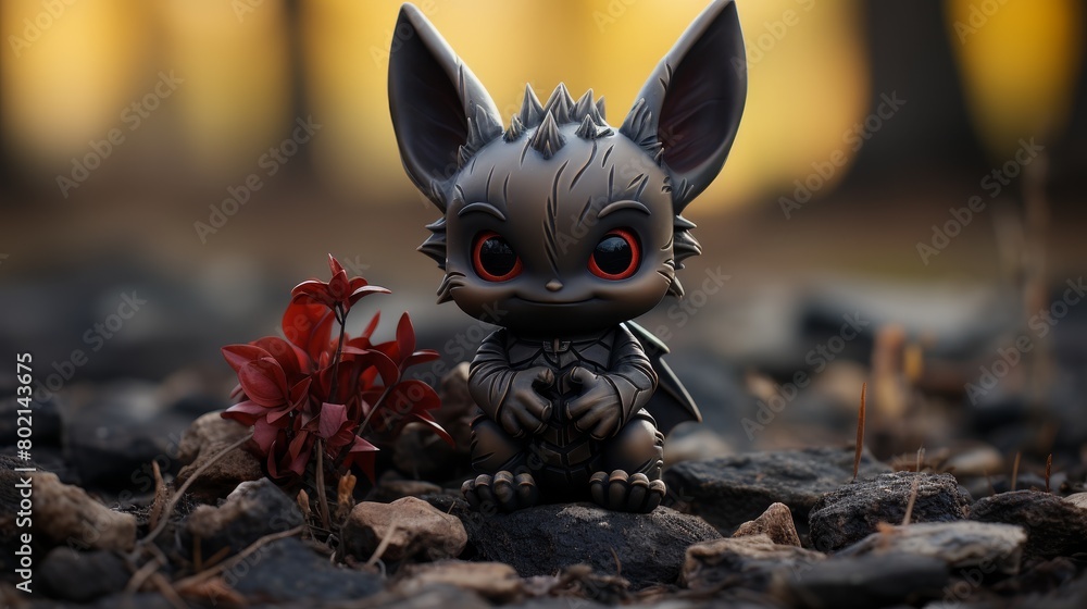 Design a cute devil with tiny horns and a tail shaped like a heart ...