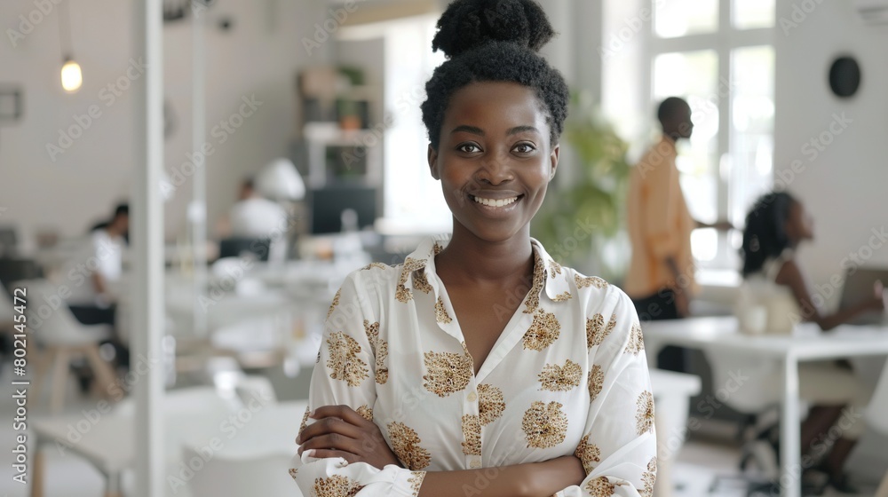 Happy Small Business Owner Black African Woman Posing with Hands Folded ...