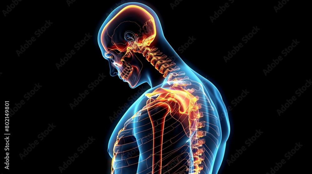 Shoulder pain, human skeleton, human internal organ joint body part ...