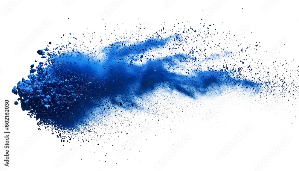 blue chalk and dust flying, effect explode isolated on transparent ...