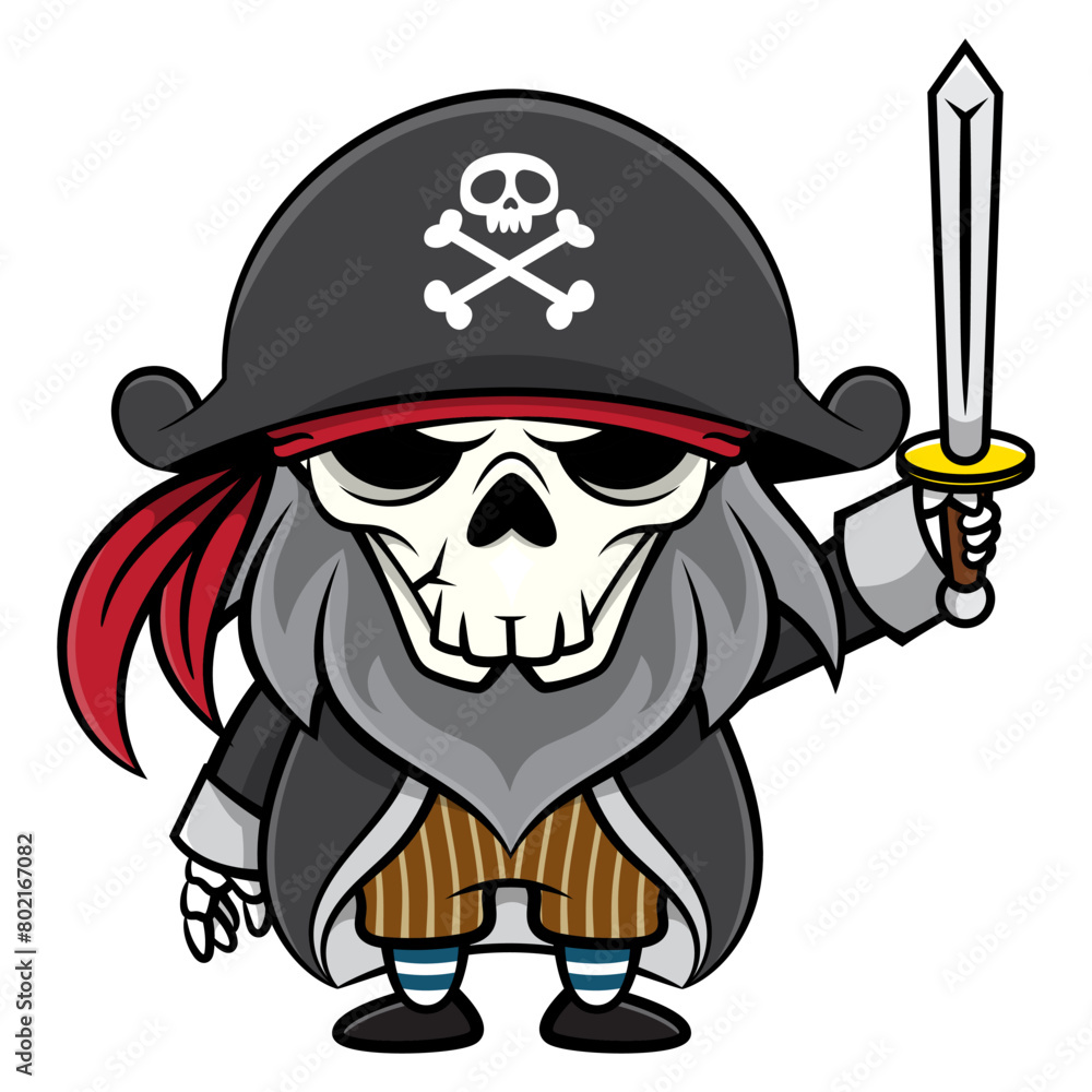 Bearded Skeleton wearing Bandana, Pirate cap and Sailor uniform ...