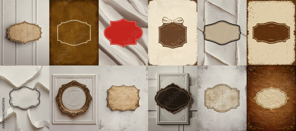 Set of vintage labels with empty space for text or logo. Old west style ...