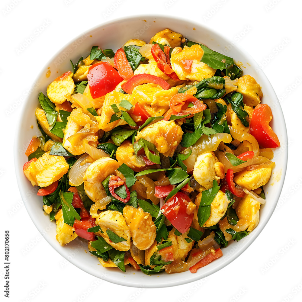Ackee and Saltfish Food Dish top view isolated on a transparent ...
