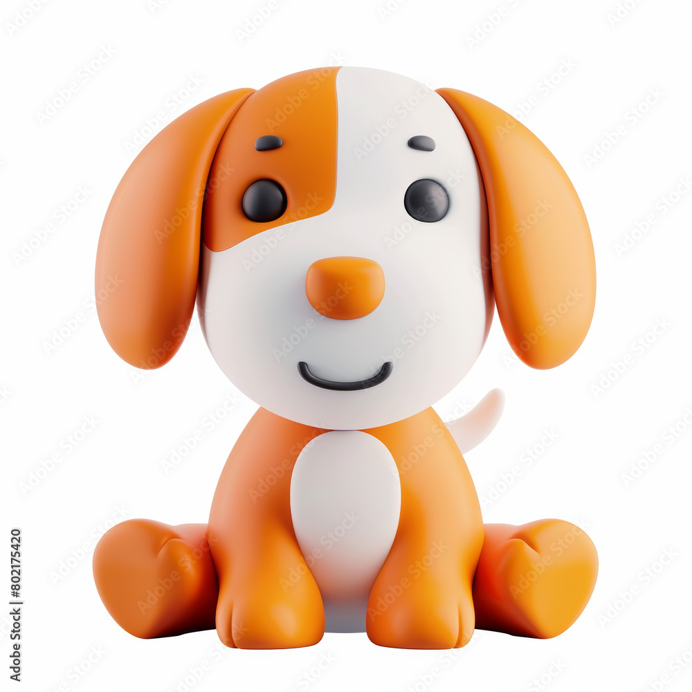 A cute cartoon dog with orange and white fur and a happy expression on ...