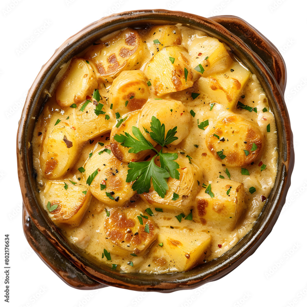 Papa a la Huancaina (Potatoes in Spicy Cheese Sauce) Food Dish top view ...