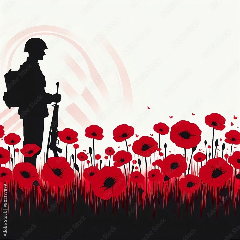 Memorial Day, Veterans Day Vector illustration silhouette of a soldier ...
