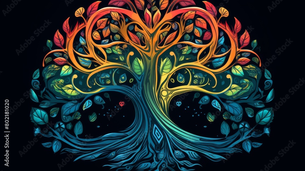 Colorful Tree of Solidarity: Vibrant Design Illustrating Unity in ...