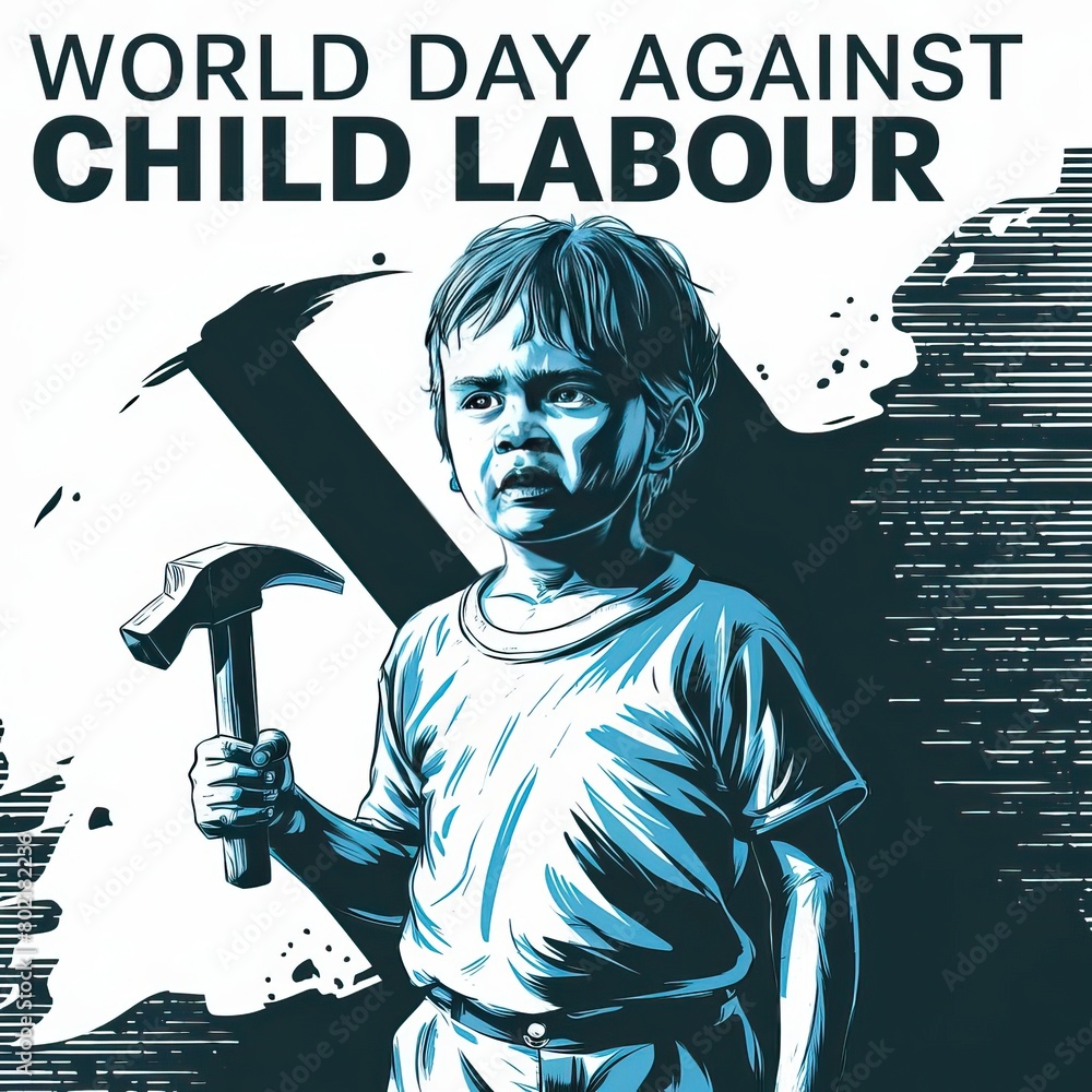 World day against child labour, Child labour post, vector. illustration ...
