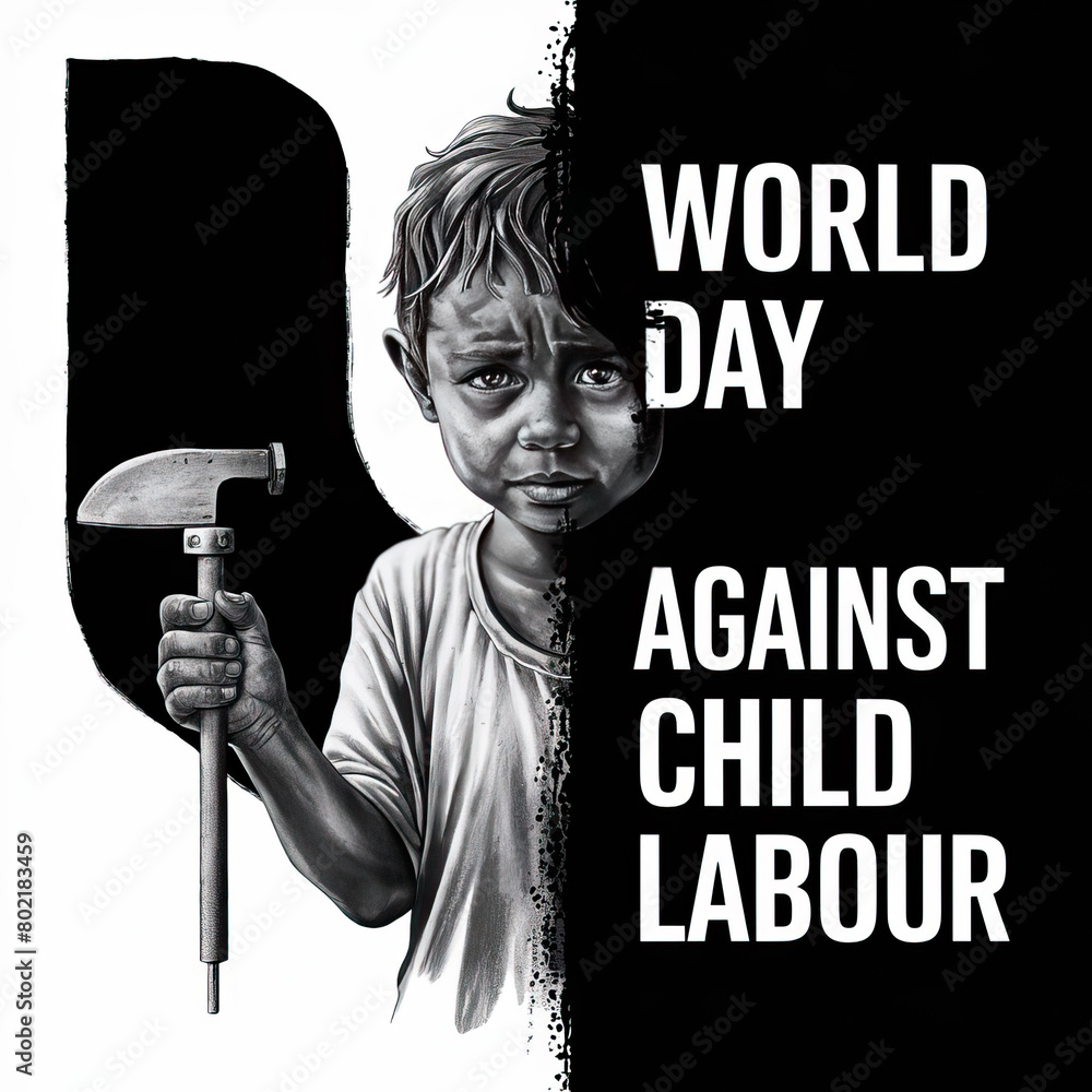 World day against child labour, Child labour post, vector. illustration ...